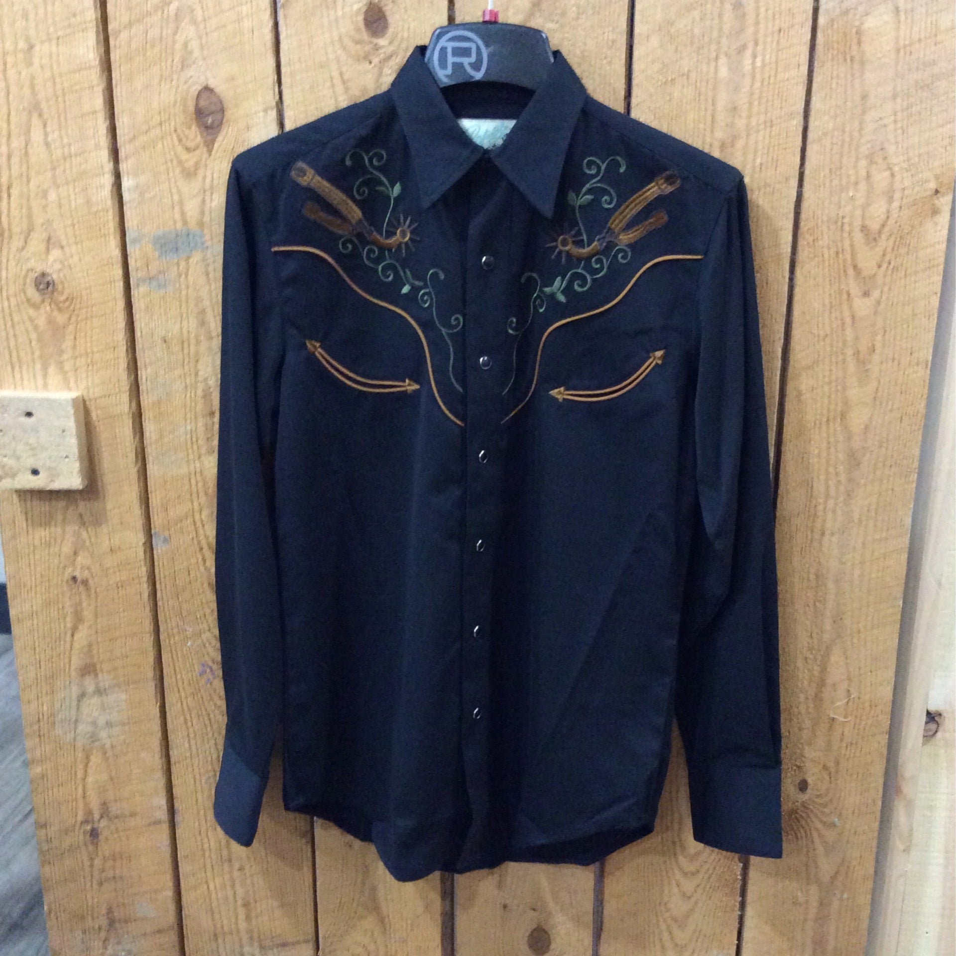 Black Roper Embroidered Spurs Pearl Snap | Secrest Western Store